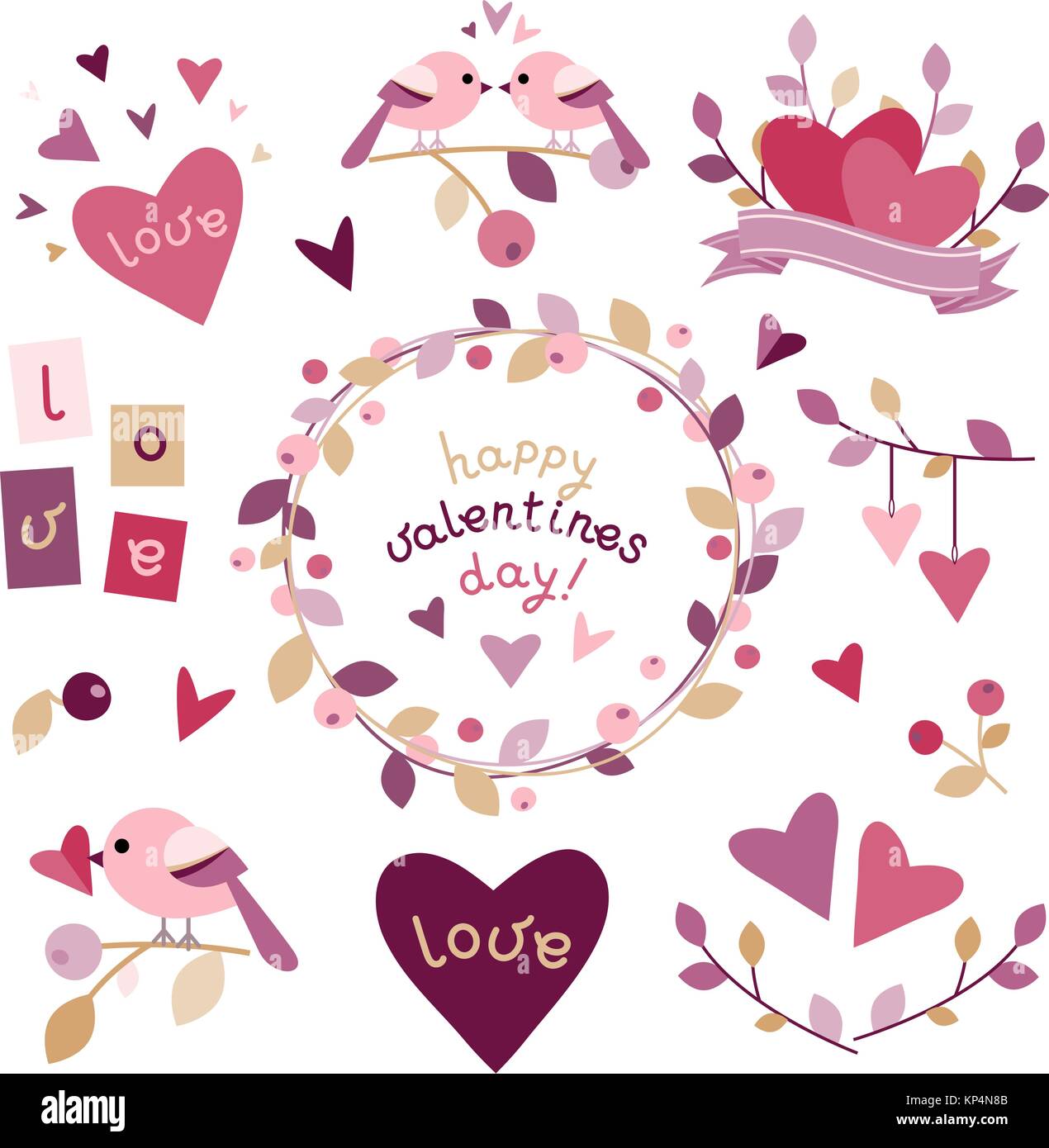 Happy valentines day lettering set Stock Vector Images - Alamy