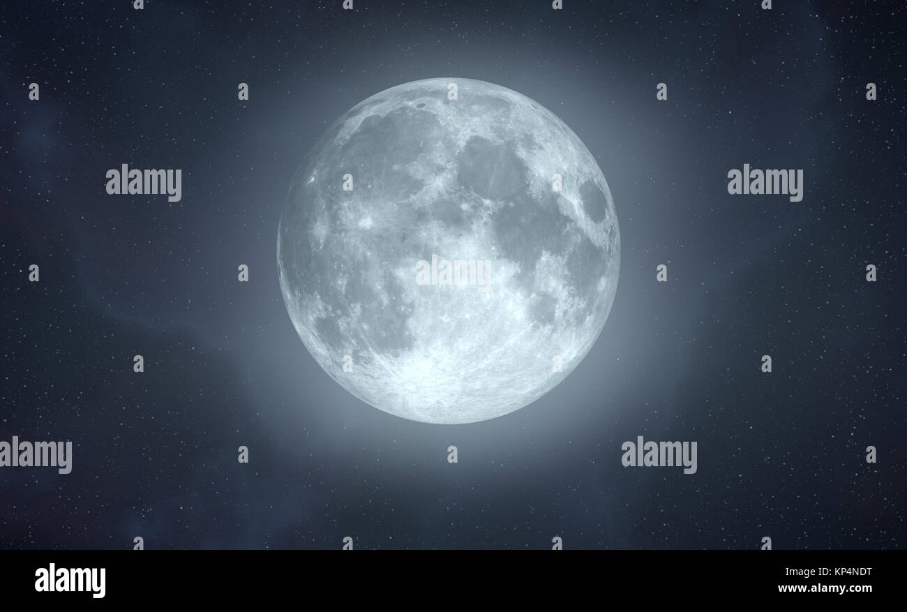 High resolution 3D rendering of the full Moon with glow effect and ...