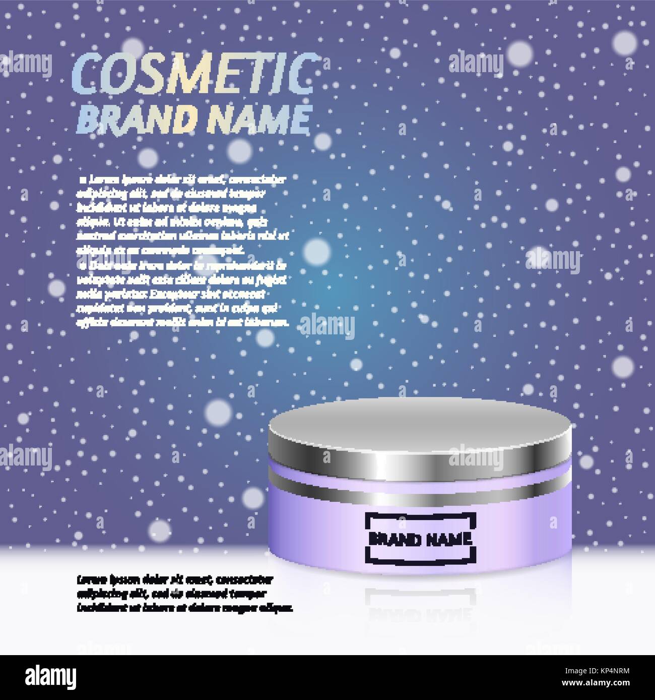 Vector 3D cosmetic illustration on a soft light background with flare ...