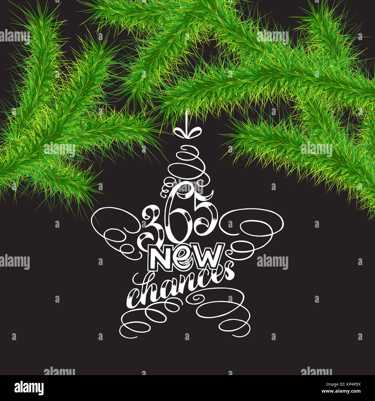 365 new chances lettering. Happy New Year 2018 greeting card. Christmas ...