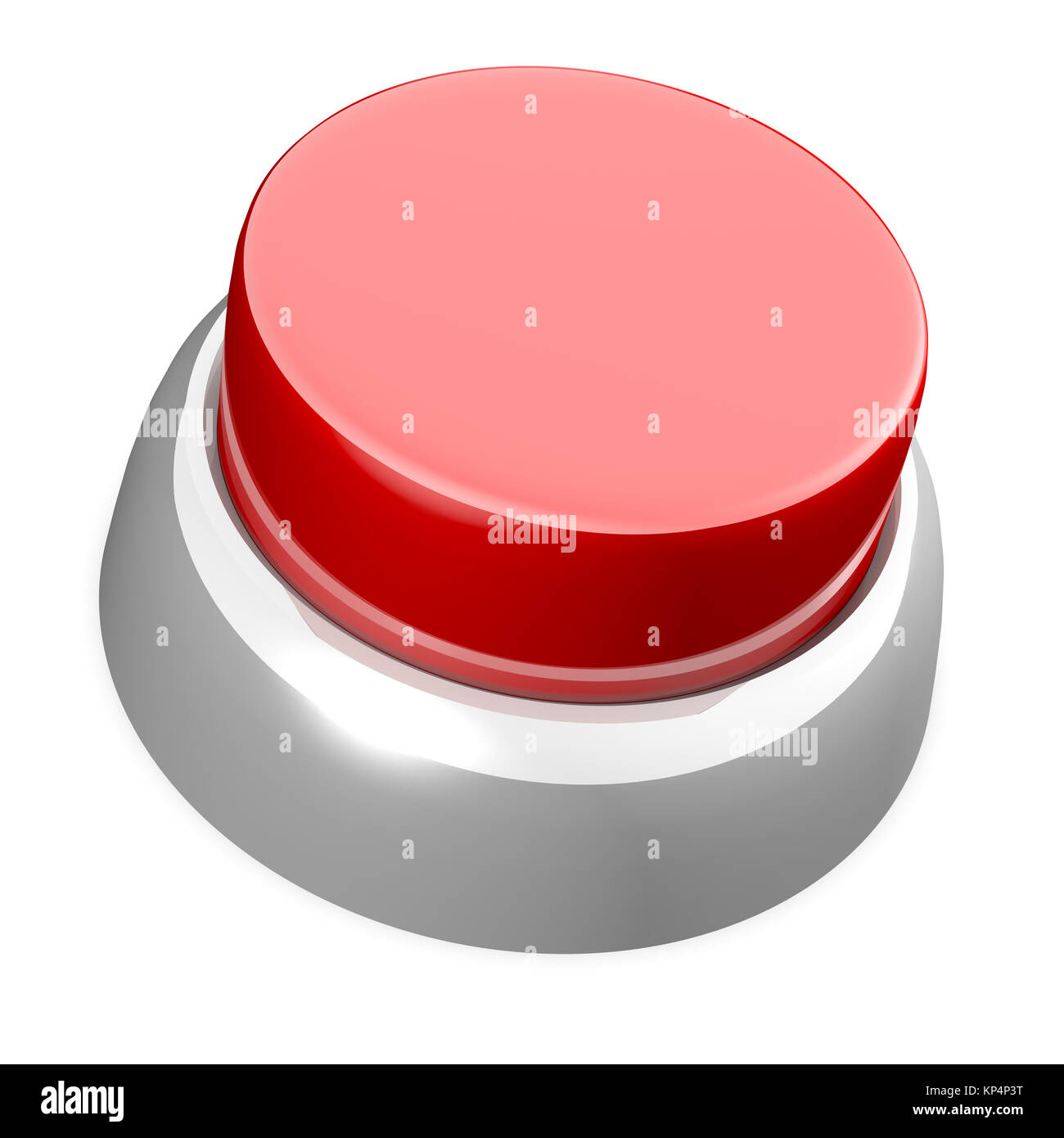 Red button over white background. It's a 3D rendering Stock Photo - Alamy