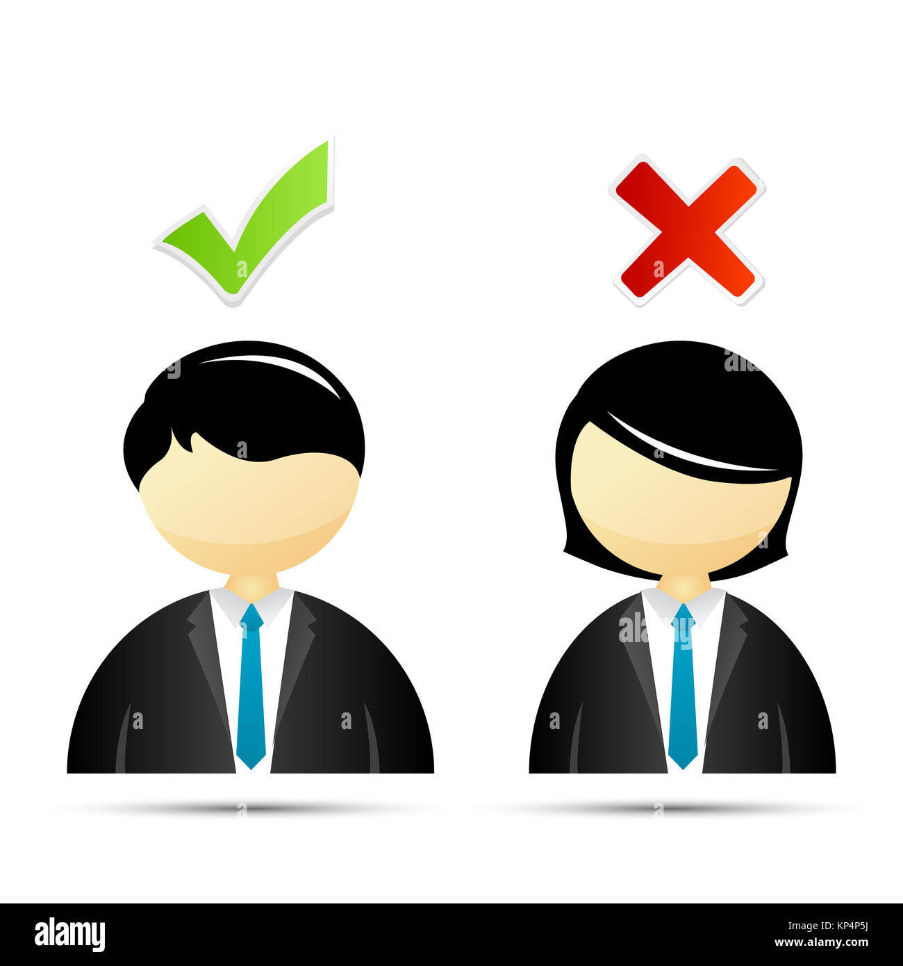 illustration of right and wrong sign with students on white background ...