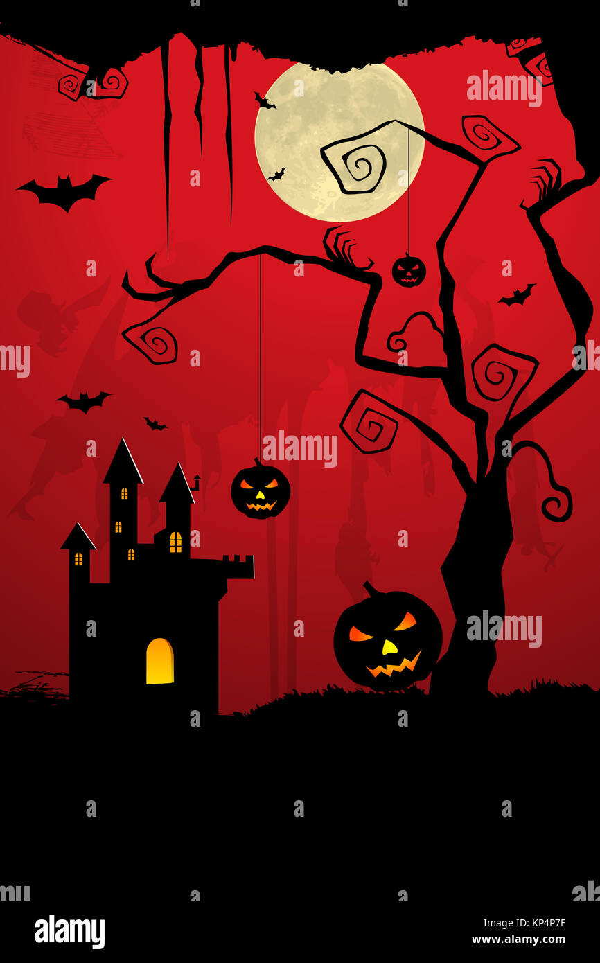 illustration of dark scary halloween night Stock Photo - Alamy