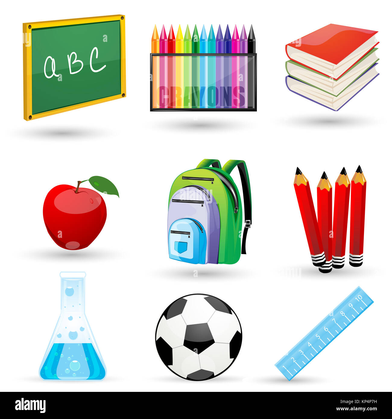 illustration of school icons on white background Stock Photo - Alamy