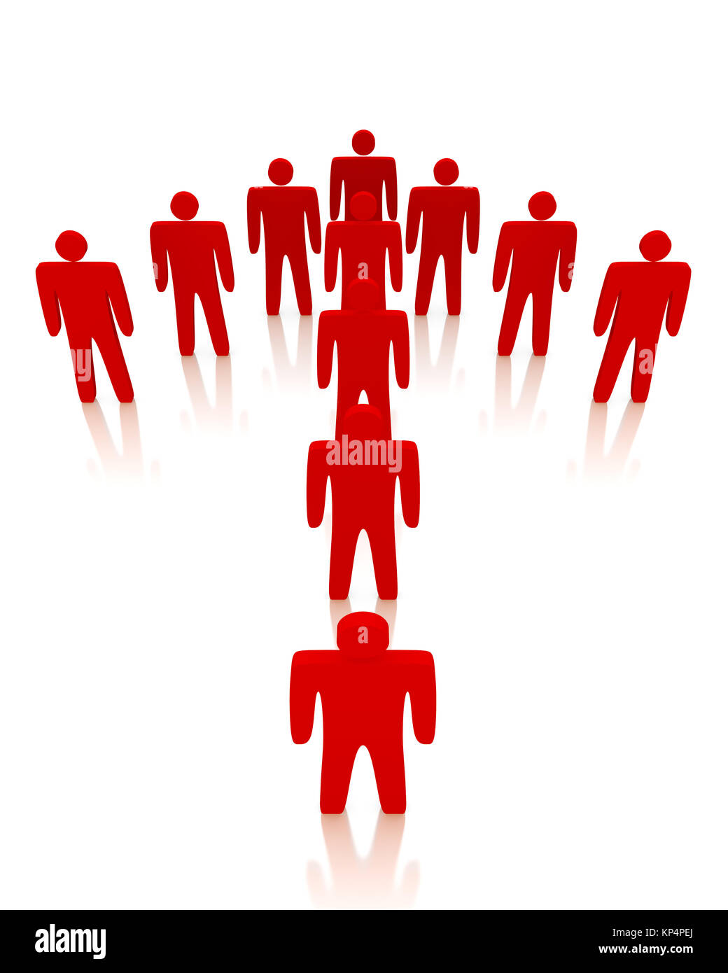 The Team, red arrow formed with team members. It's a 3D rendered ...