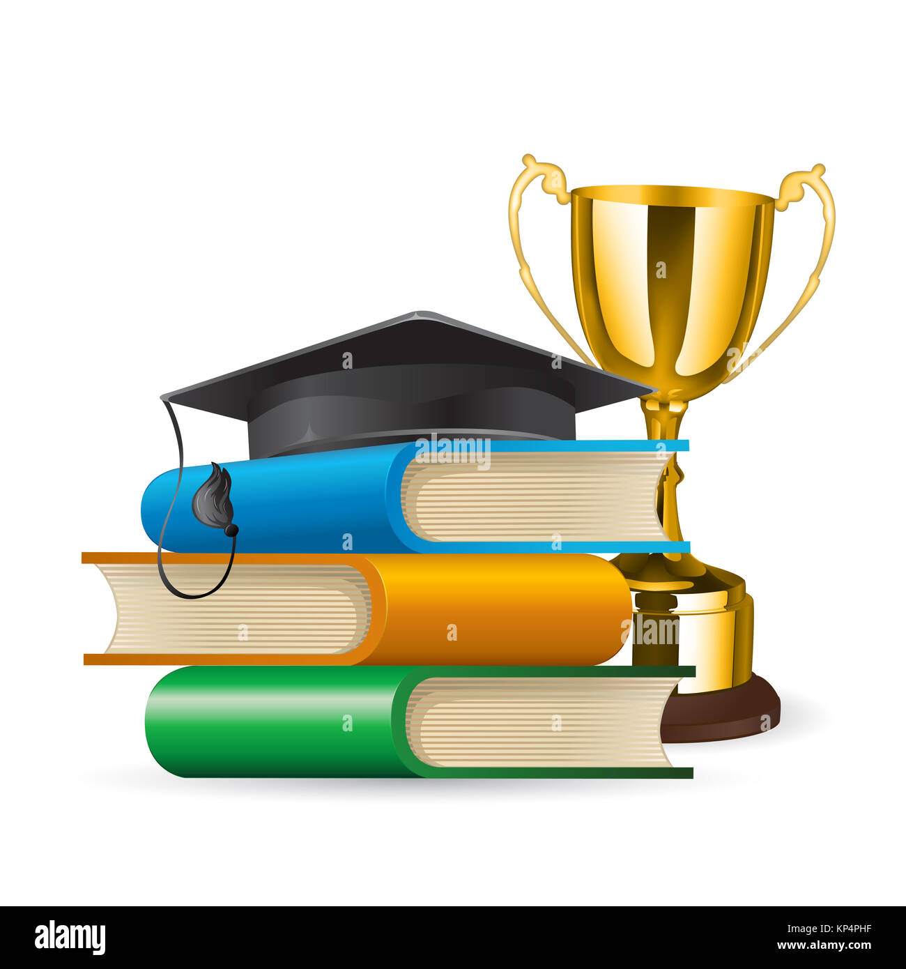 illustration of trophy with books on white background Stock Photo - Alamy