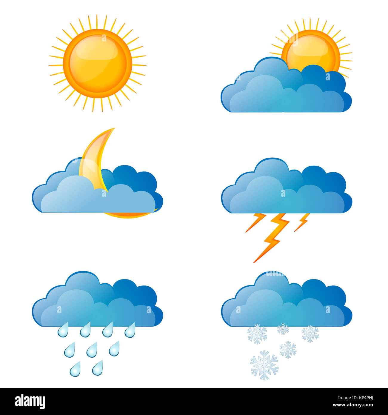 illustration of types of weather on white background Stock Photo - Alamy