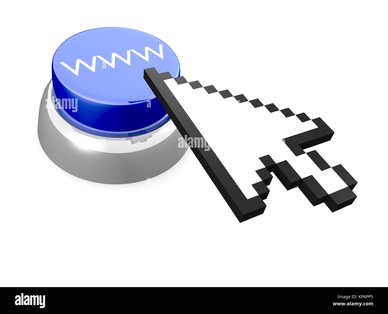 World Wide Web abstract button with 3D mouse cursor. It's a rendering ...