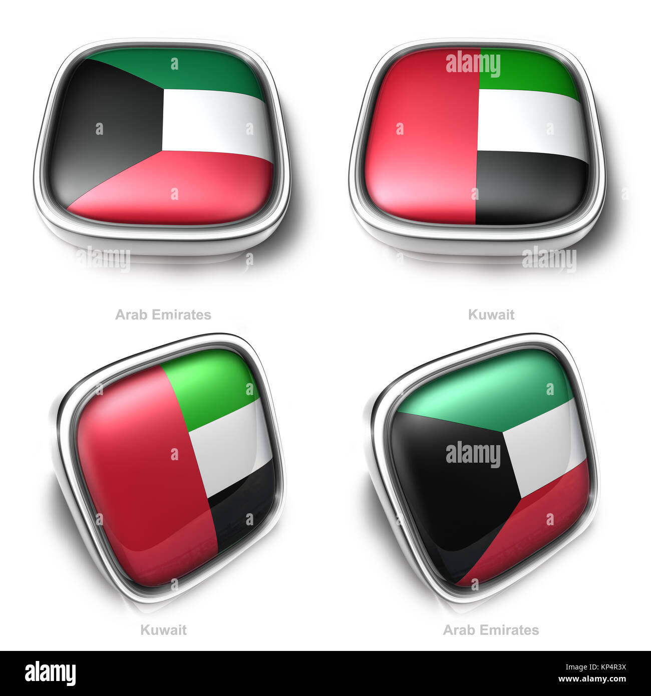 3d arab emirates and kuwait flag button Stock Photo - Alamy