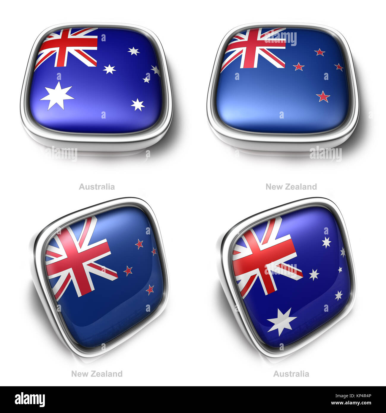 3d Australia and NewZealand flag button Stock Photo - Alamy
