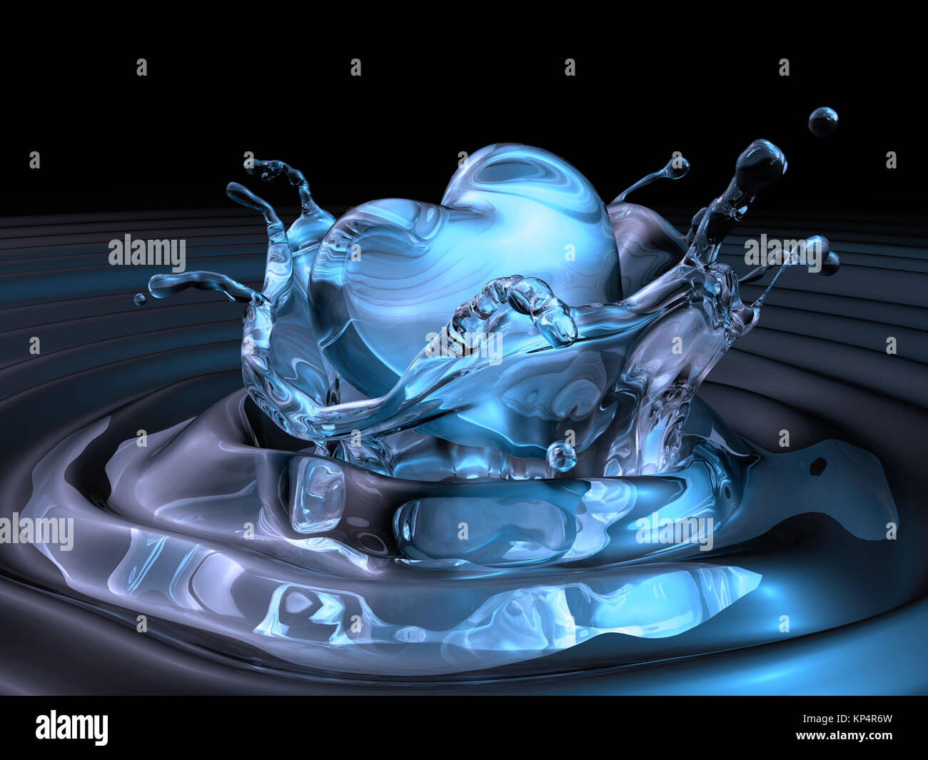 3d bluewater made heart sinking into dark water Stock Photo - Alamy