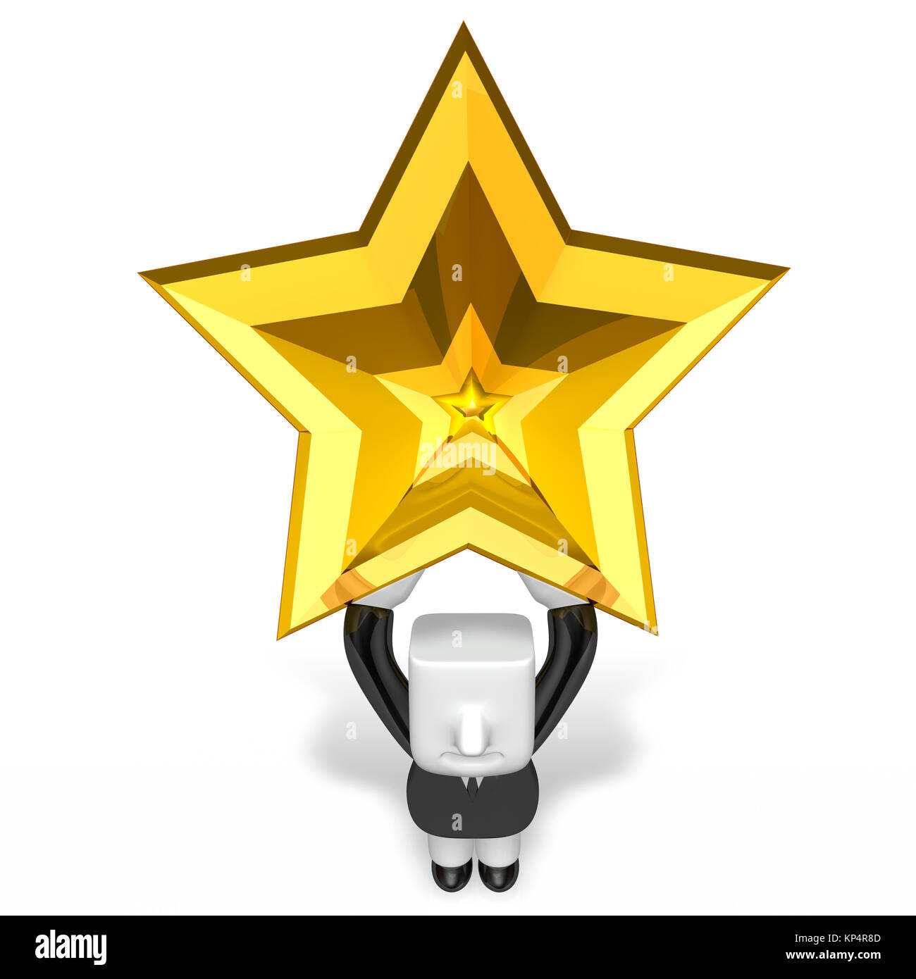3d business man holding big gold star Stock Photo - Alamy
