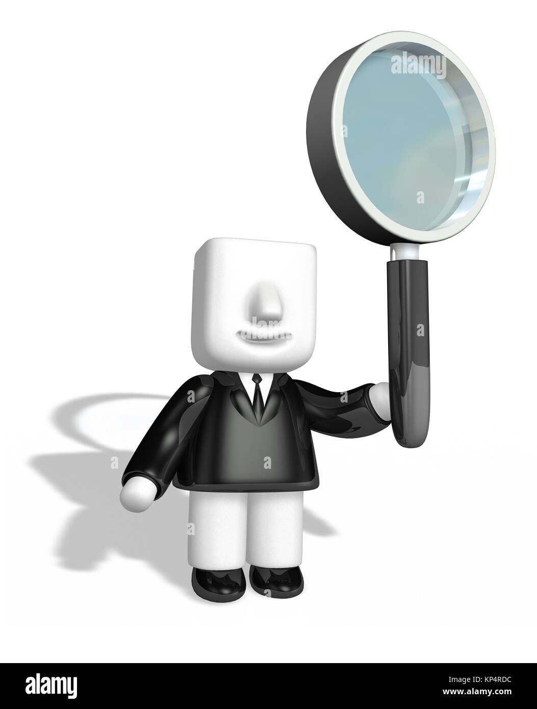 3d business man standing to hold a magnifier Stock Photo - Alamy