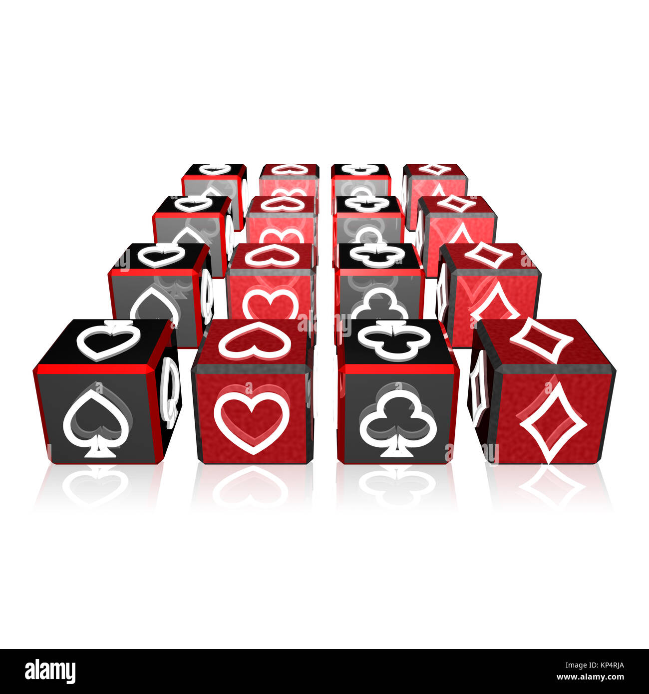 3d color cubes array with playing card suits Stock Photo - Alamy