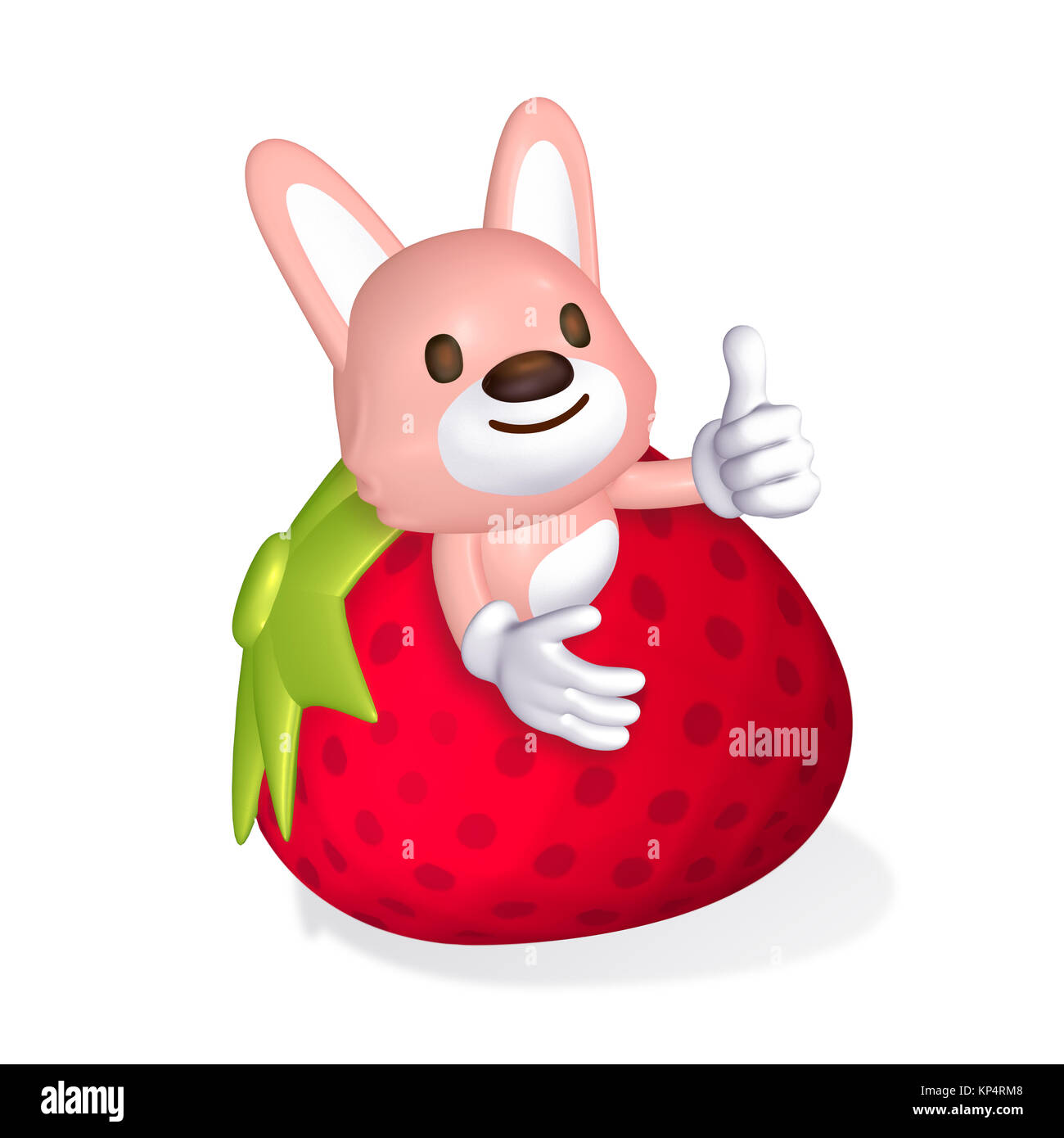 3d cute pink rabbit in the big strawberry Stock Photo - Alamy