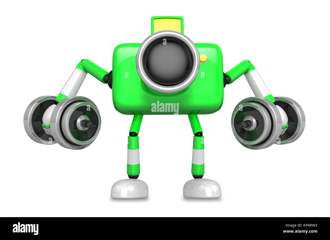 3D Green Camera character a Dumbbell Kick Back Exercise. Create 3D ...
