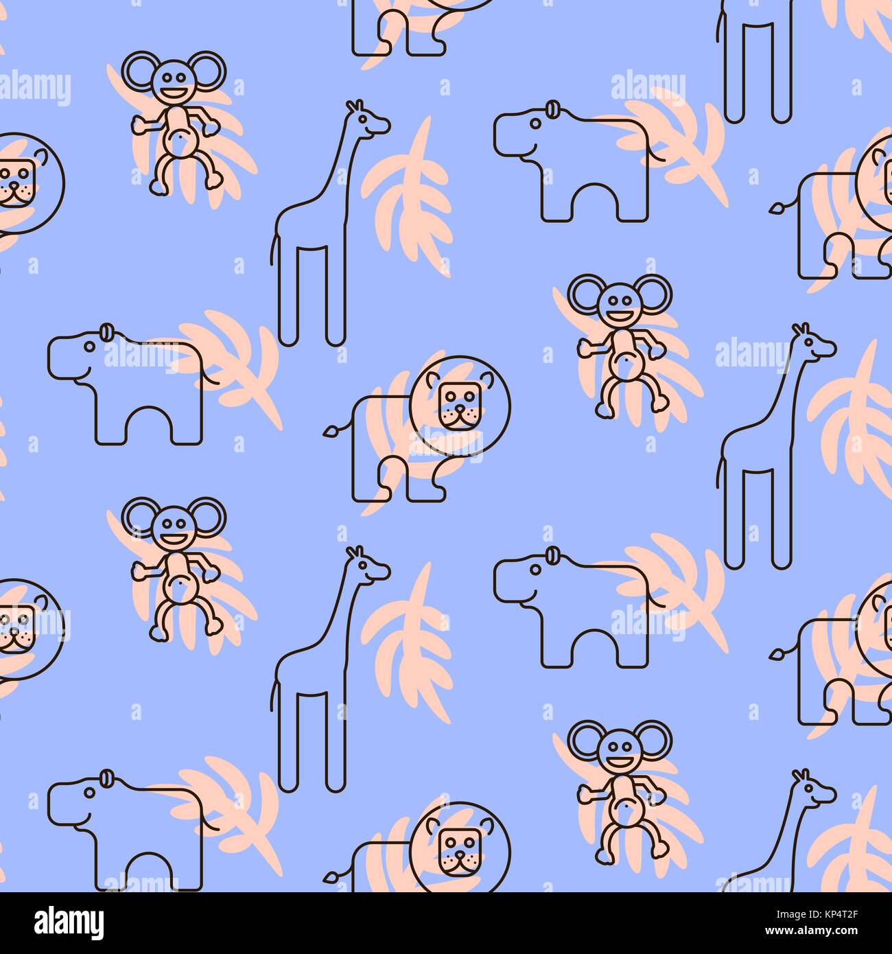 Safari zoo animals kid seamless pattern vector Stock Vector Image & Art ...