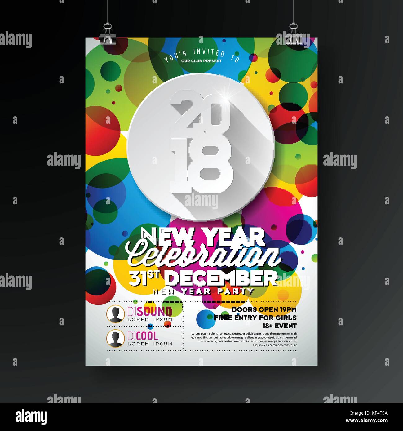 New Year Party Celebration Poster Illustration with Typography Design ...