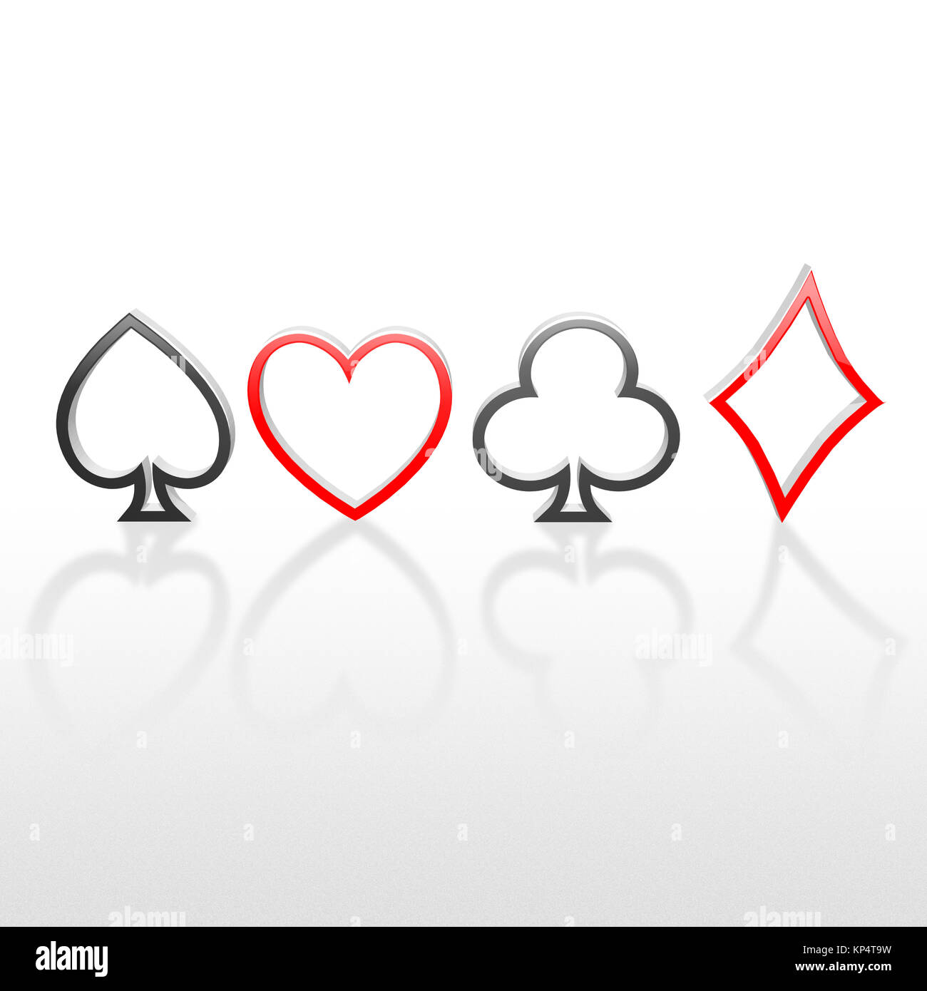 3d playing card suits line art on the white background Stock Photo - Alamy