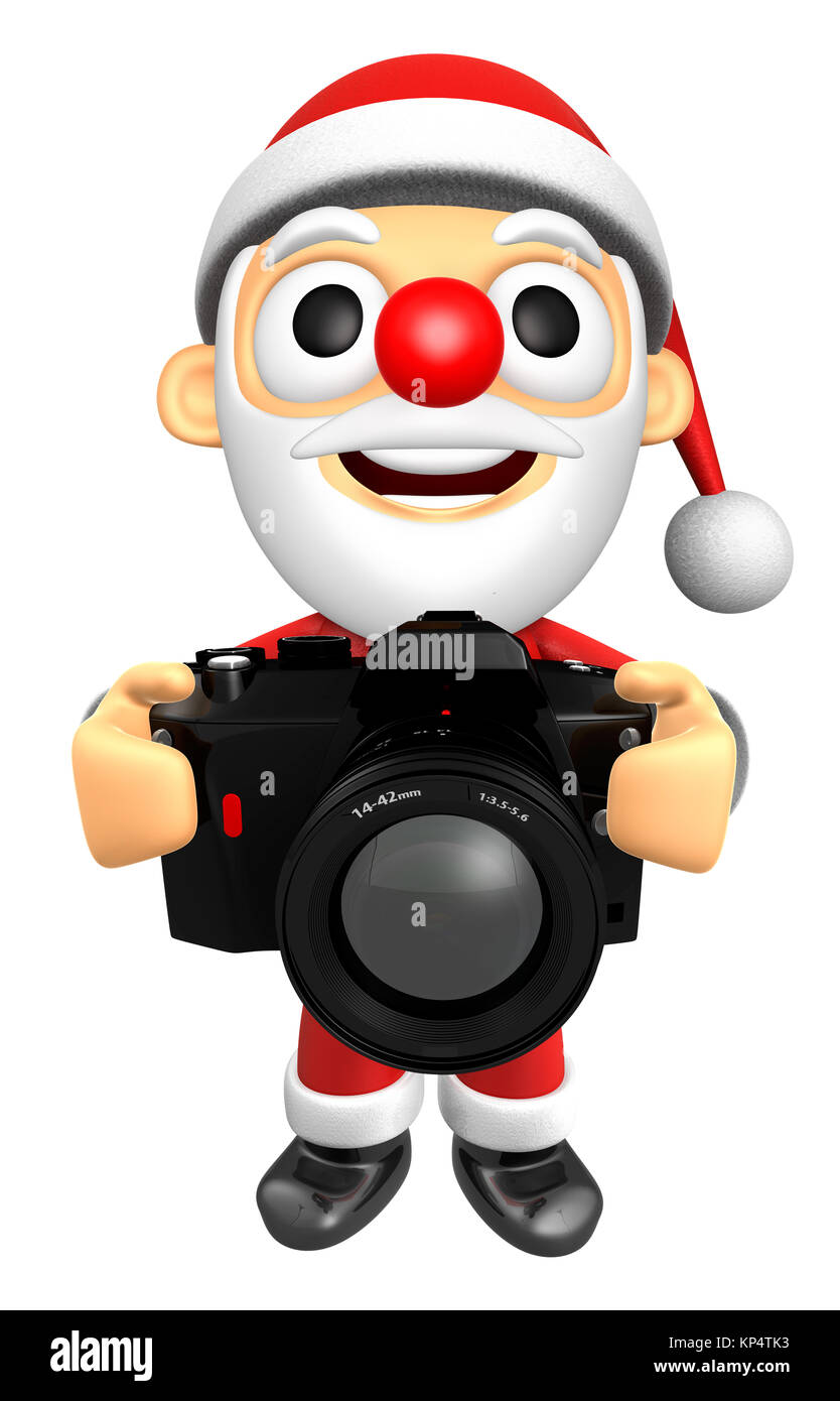 3D Santa character to shoot the Big Camera toward the Front. 3D ...