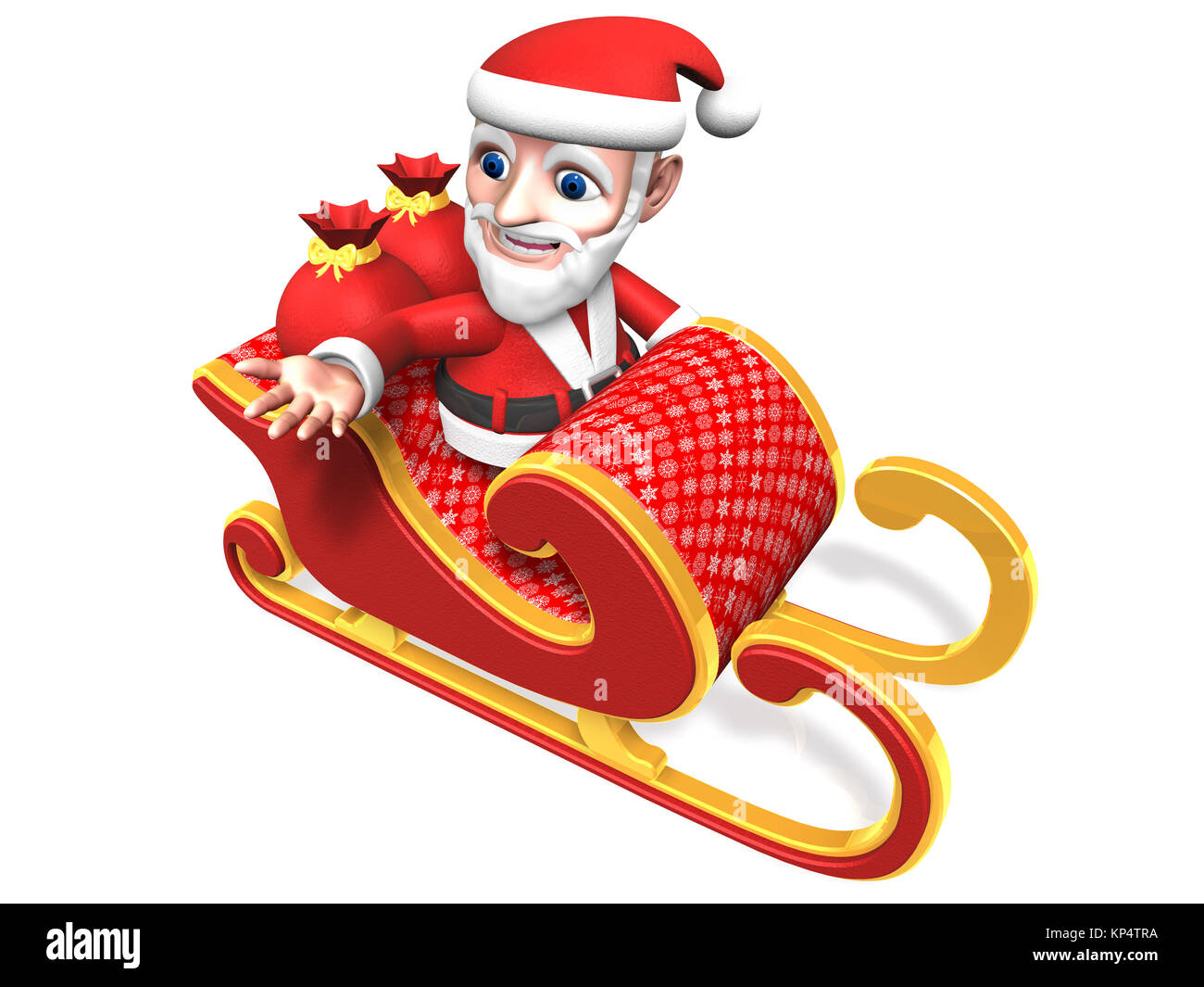 3d santa looking down on the christmas sled Stock Photo - Alamy