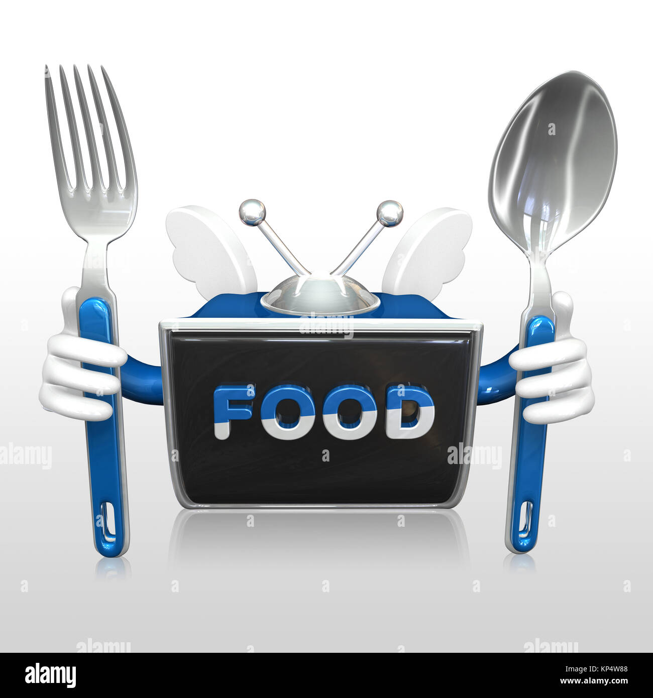 3d television man eating Stock Photo - Alamy