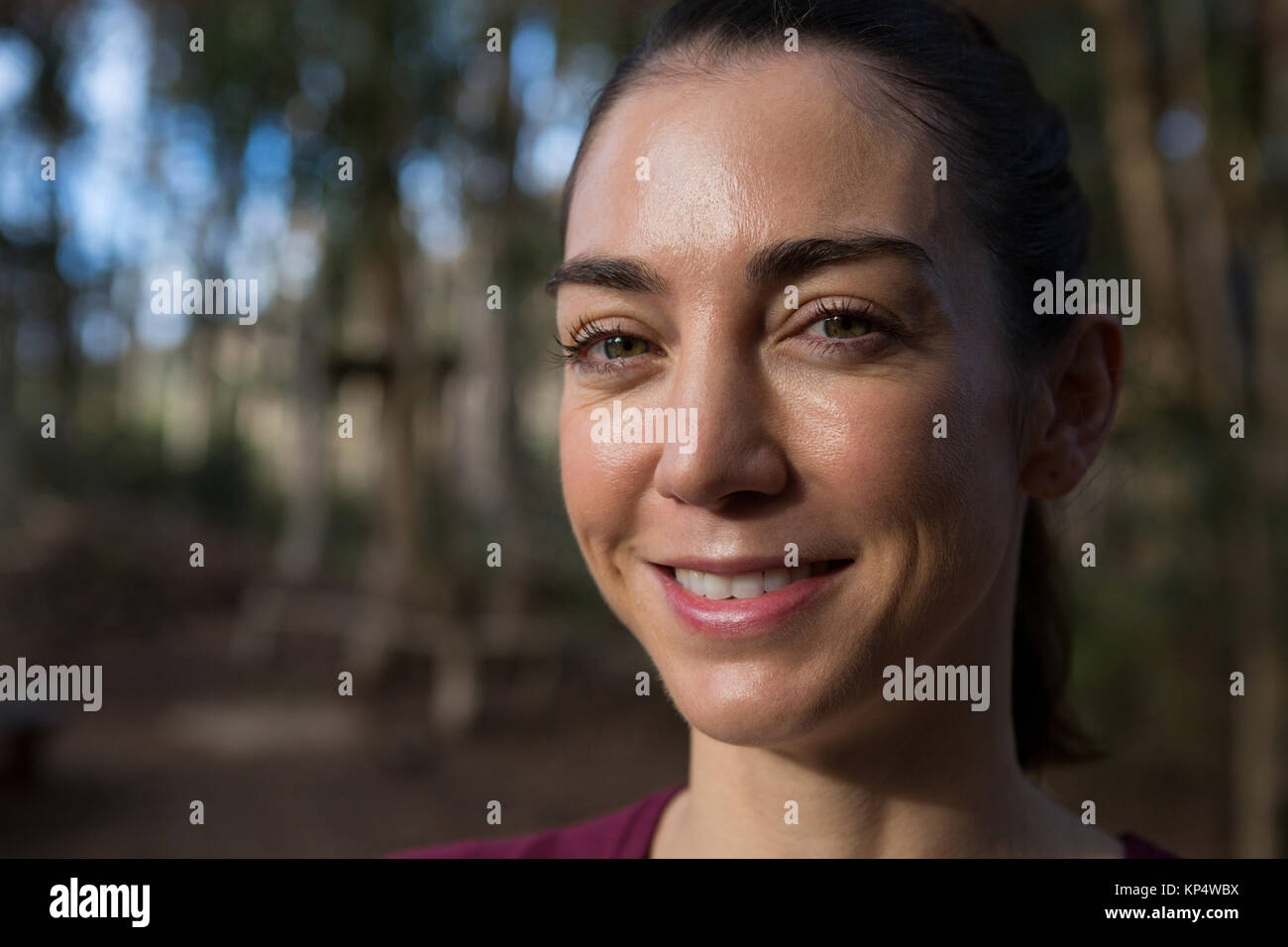 Close-up of woman face shining with bright sun light Stock Photo - Alamy