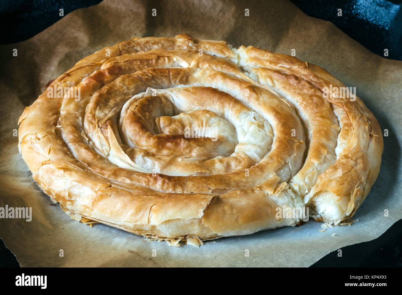 Traditional Greek cheese pie Stock Photo - Alamy