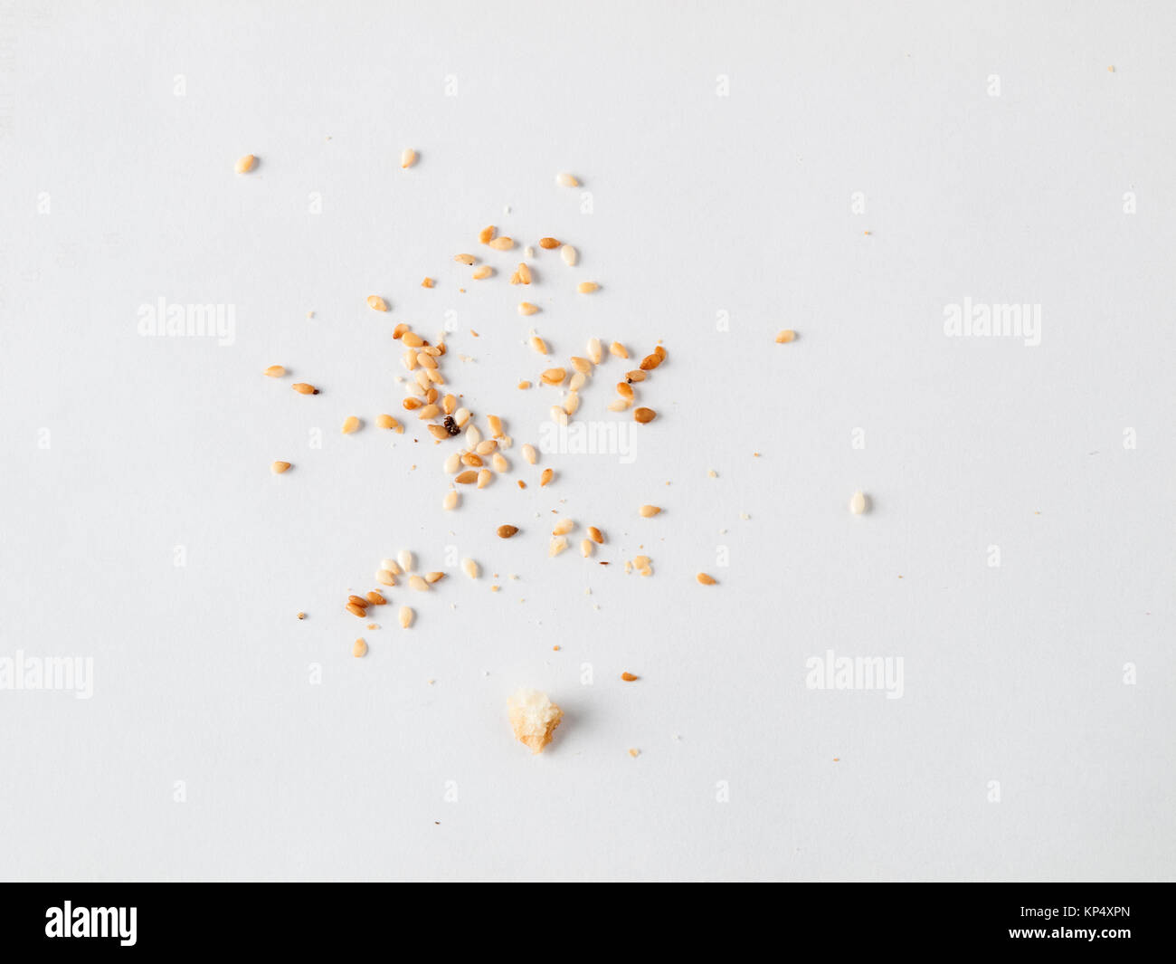 Scattered sesame seeds and crumbs isolated on white background Stock ...