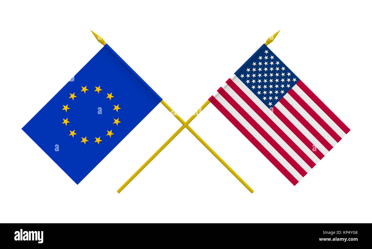 Flags, USA and European Union Stock Photo - Alamy