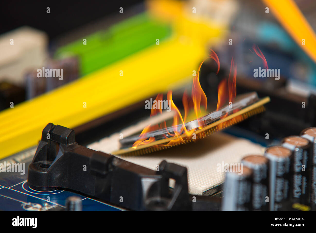high performance personal computer CPU on fire Stock Photo - Alamy