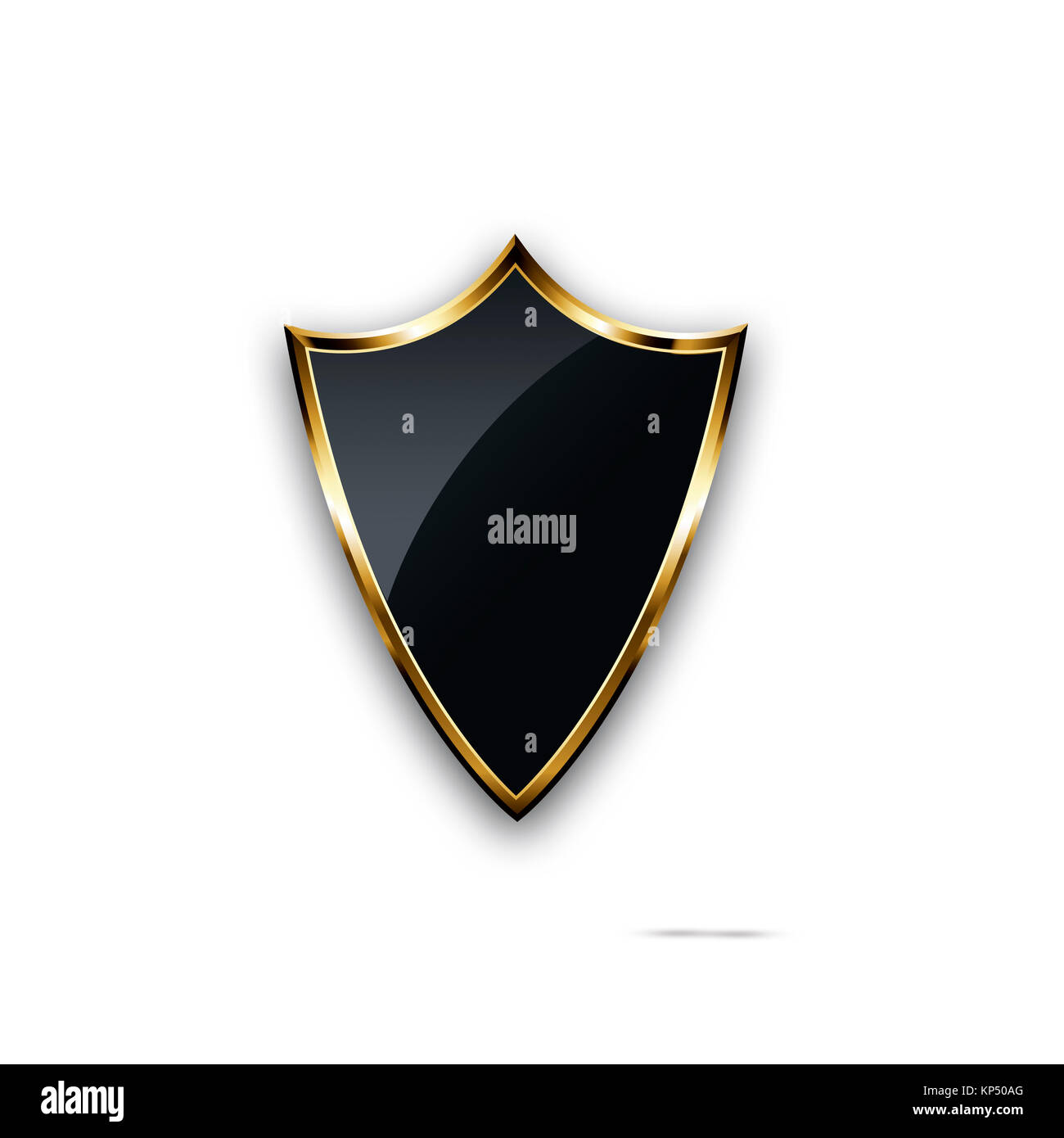 Medieval gold shield on white Cut Out Stock Images & Pictures - Alamy