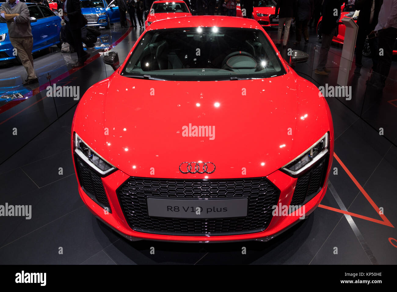 GENEVA, SWITZERLAND - MARCH 7, 2017: Audi R8 V10 plus sports car ...
