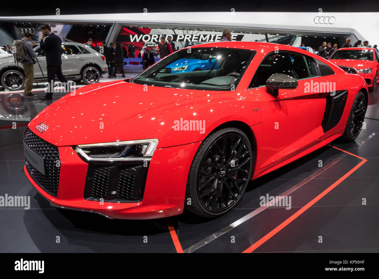 GENEVA, SWITZERLAND - MARCH 7, 2017: Audi R8 V10 plus sports car ...