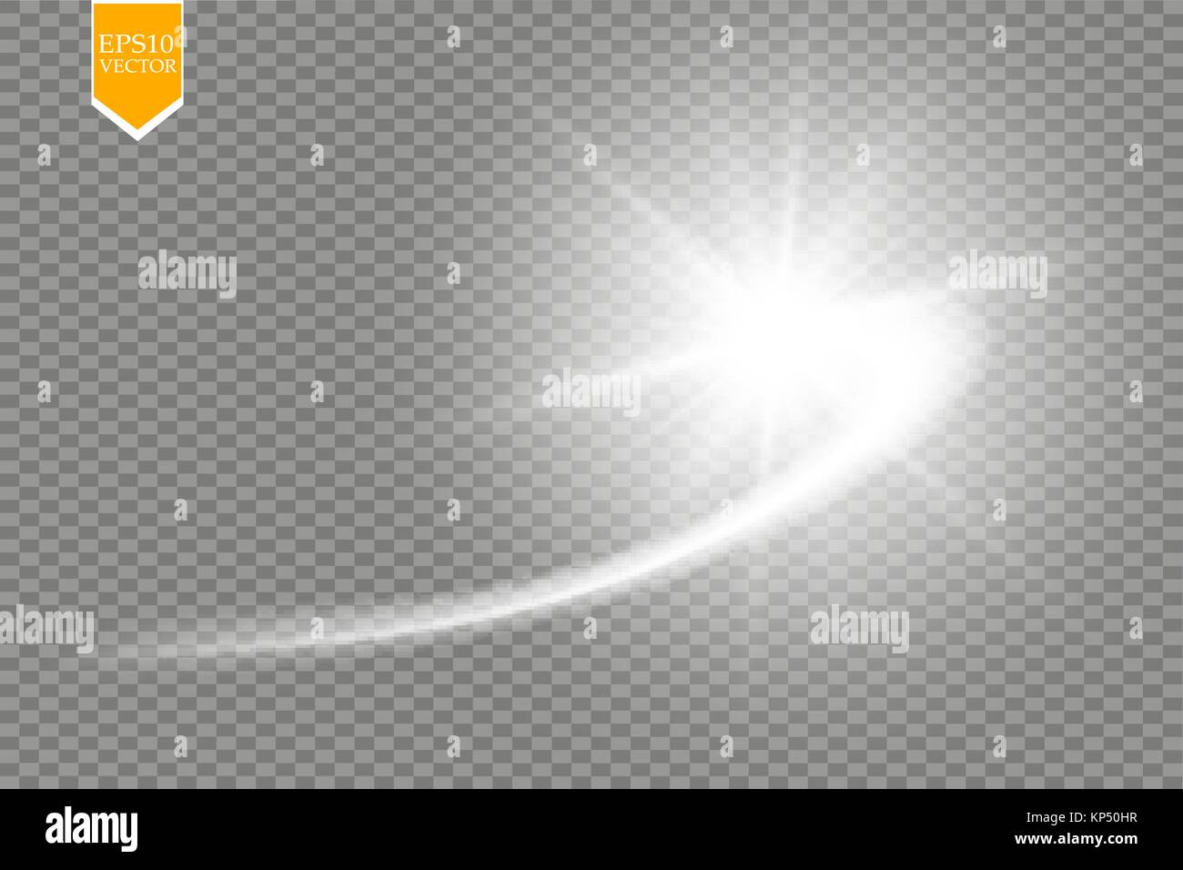 A bright comet with large dust. Falling Star. Glow light effect. Golden ...