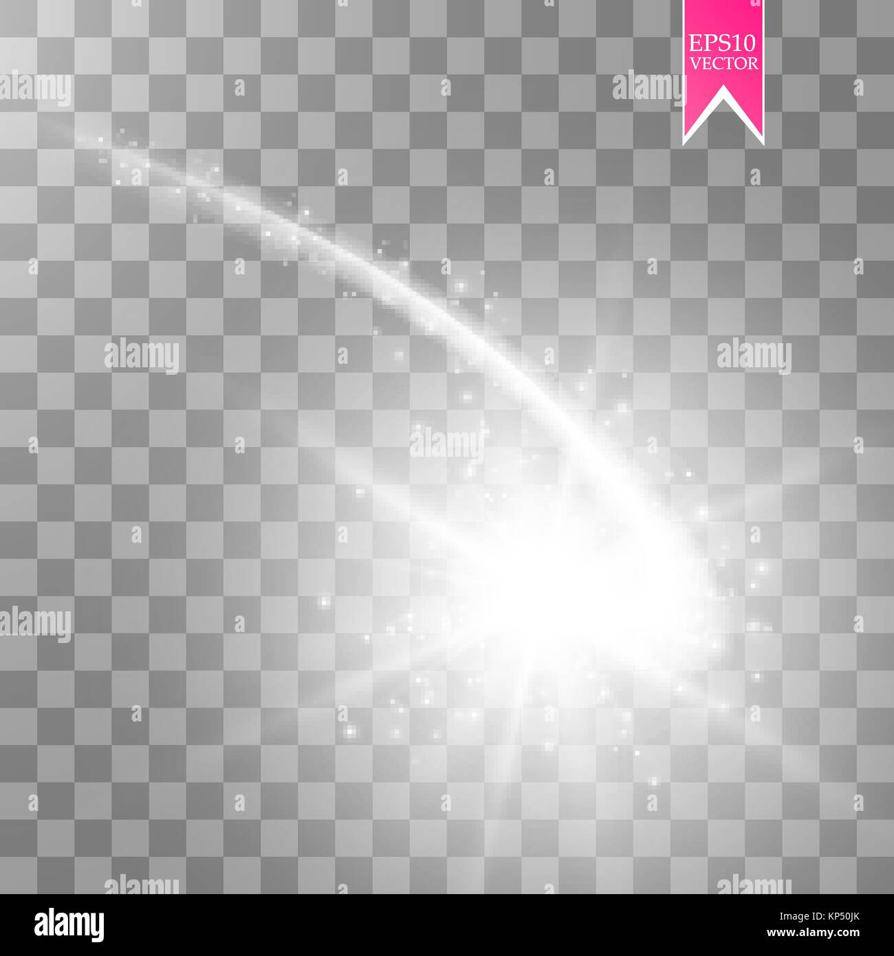 A bright comet with large dust. Falling Star. Glow light effect. Golden ...