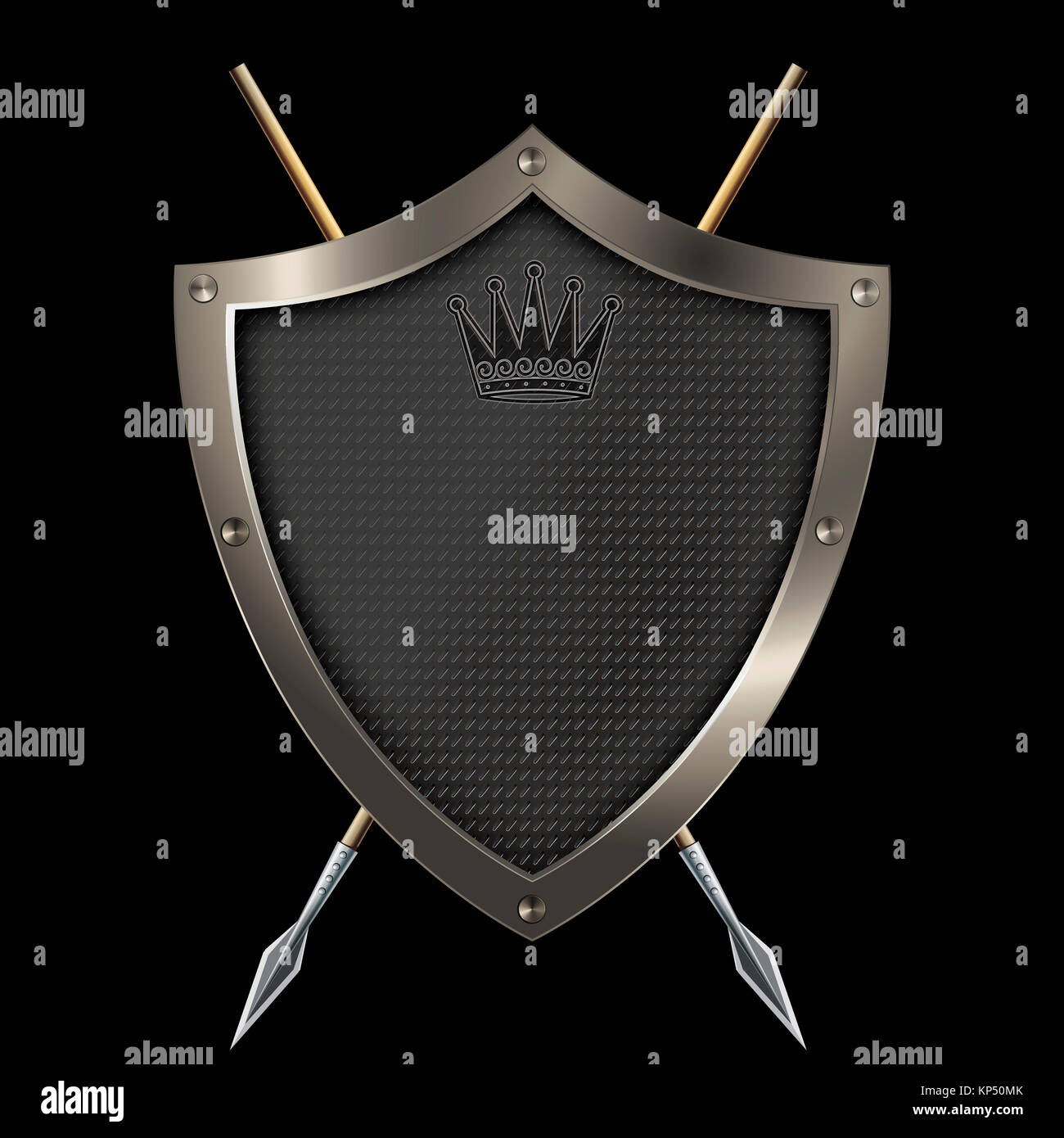 Medieval shield and red banner Stock Photo - Alamy