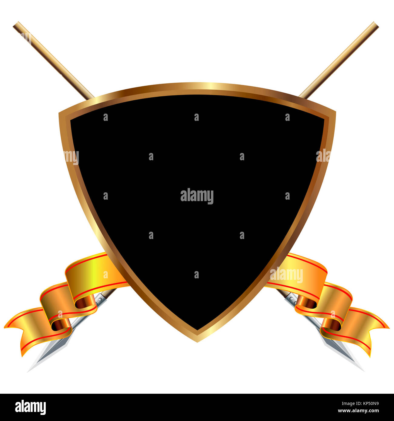 Medieval shield with ribbon and spears Stock Photo - Alamy