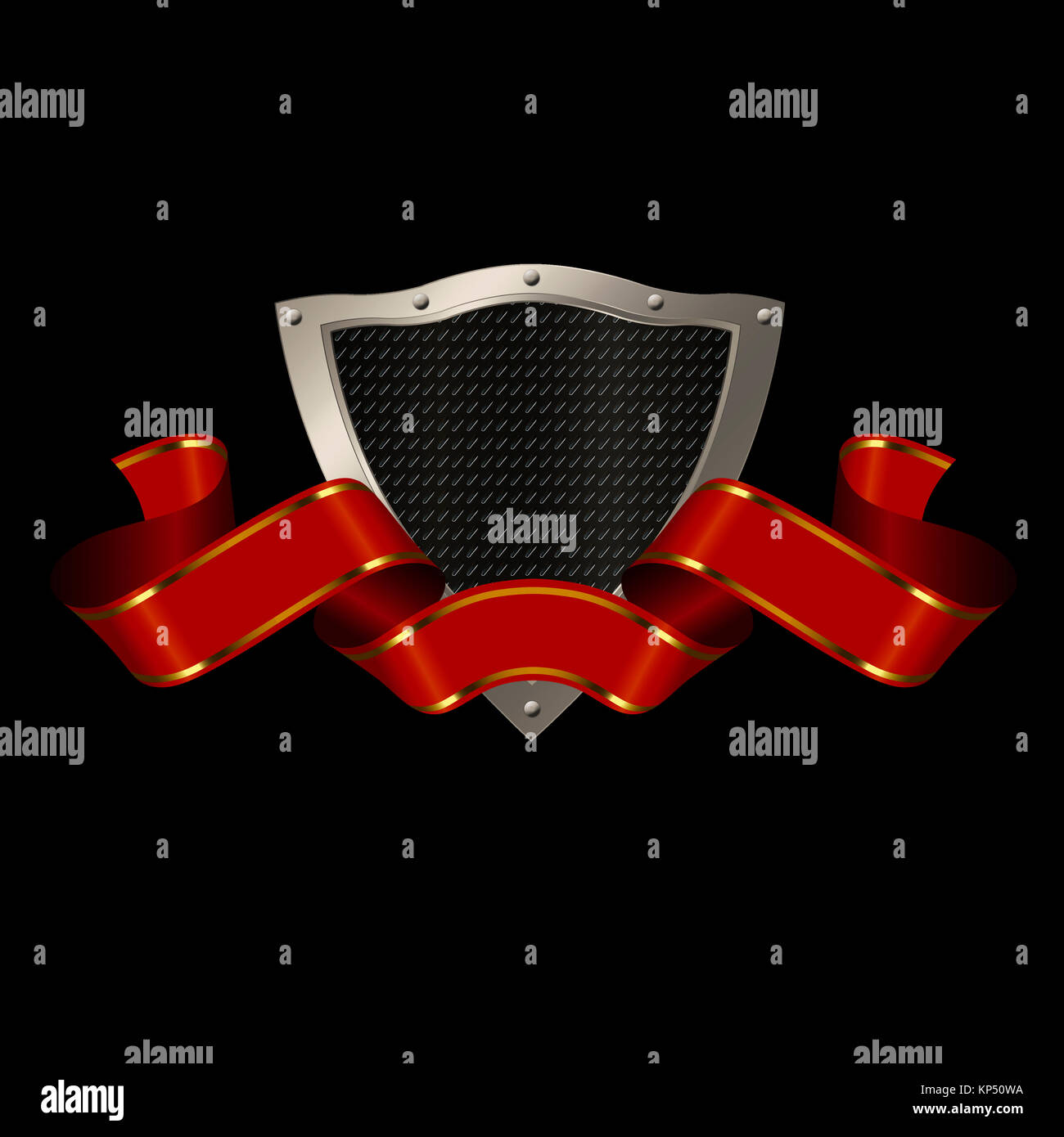 Medieval shield and red banner Stock Photo - Alamy