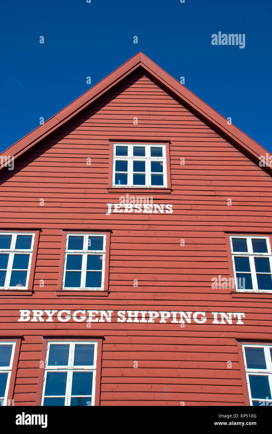Bryggen - red Norwegian house in the port of Bergen,Norway Stock Photo ...