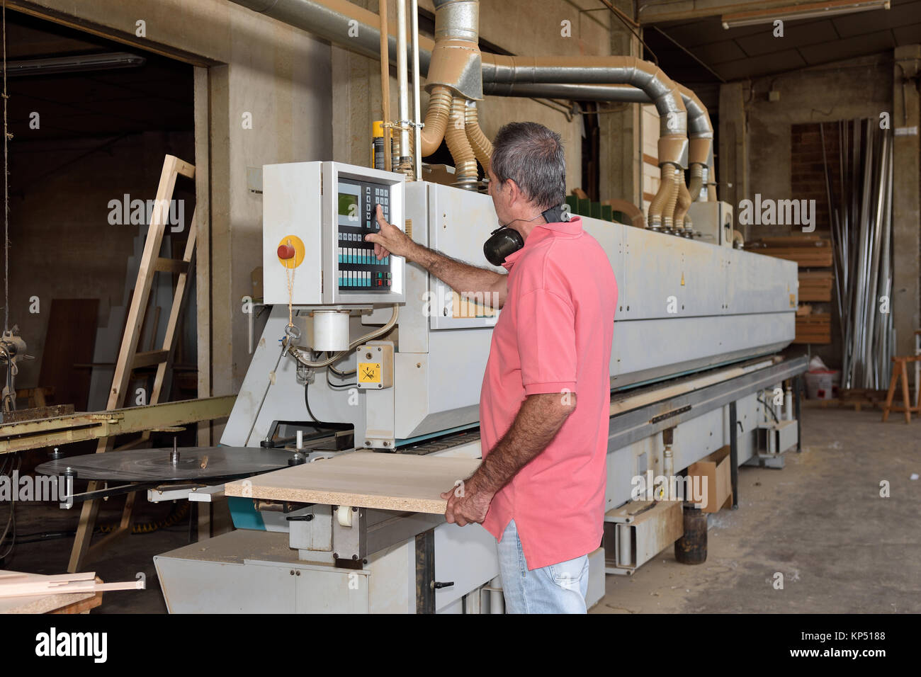Rear view carpenter working hi-res stock photography and images - Alamy