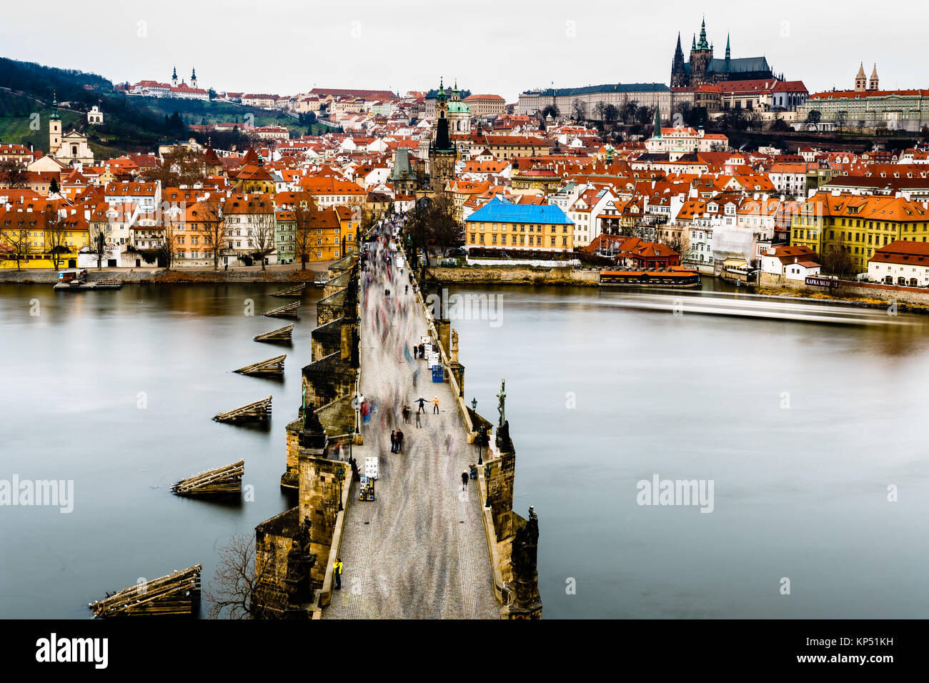 Charles Bridge in Prague during sunset. Prague is the capital of the ...