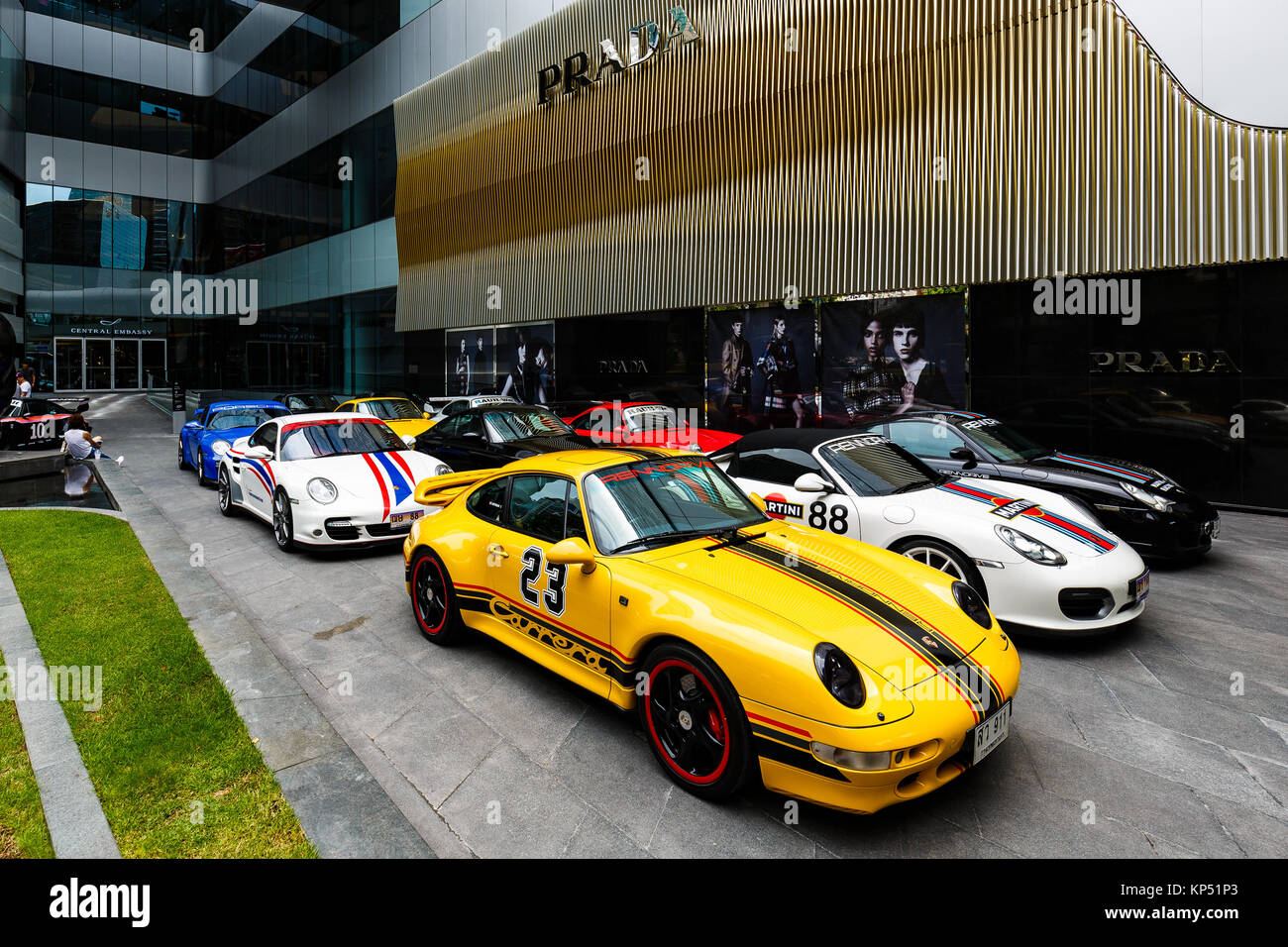 Luxury shopping in Thailand. Sports Cars outside Central Embassy in ...