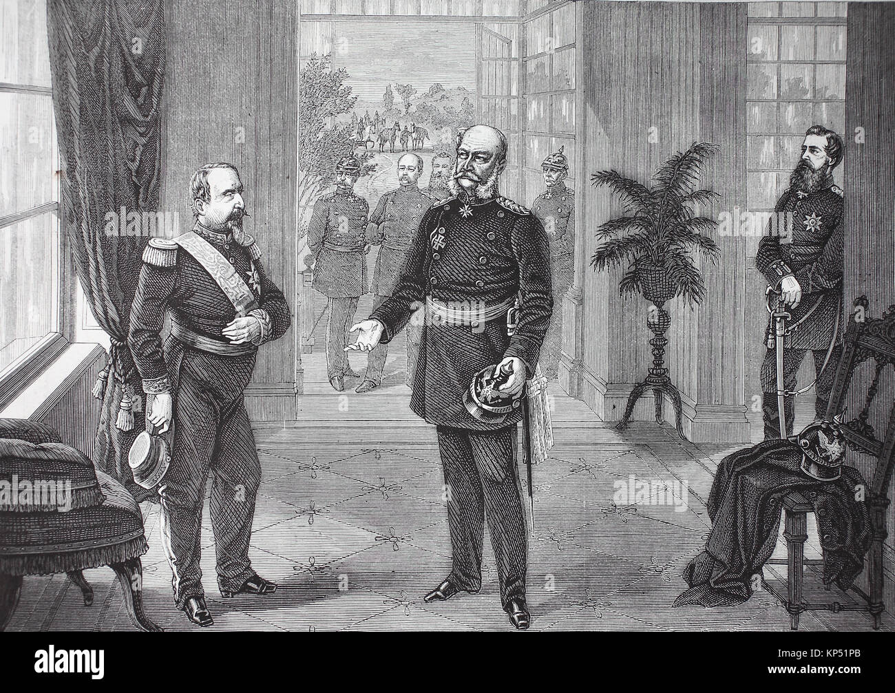Capture of Napoleon III. by King Wilhelm in the Bellevue Castle at ...