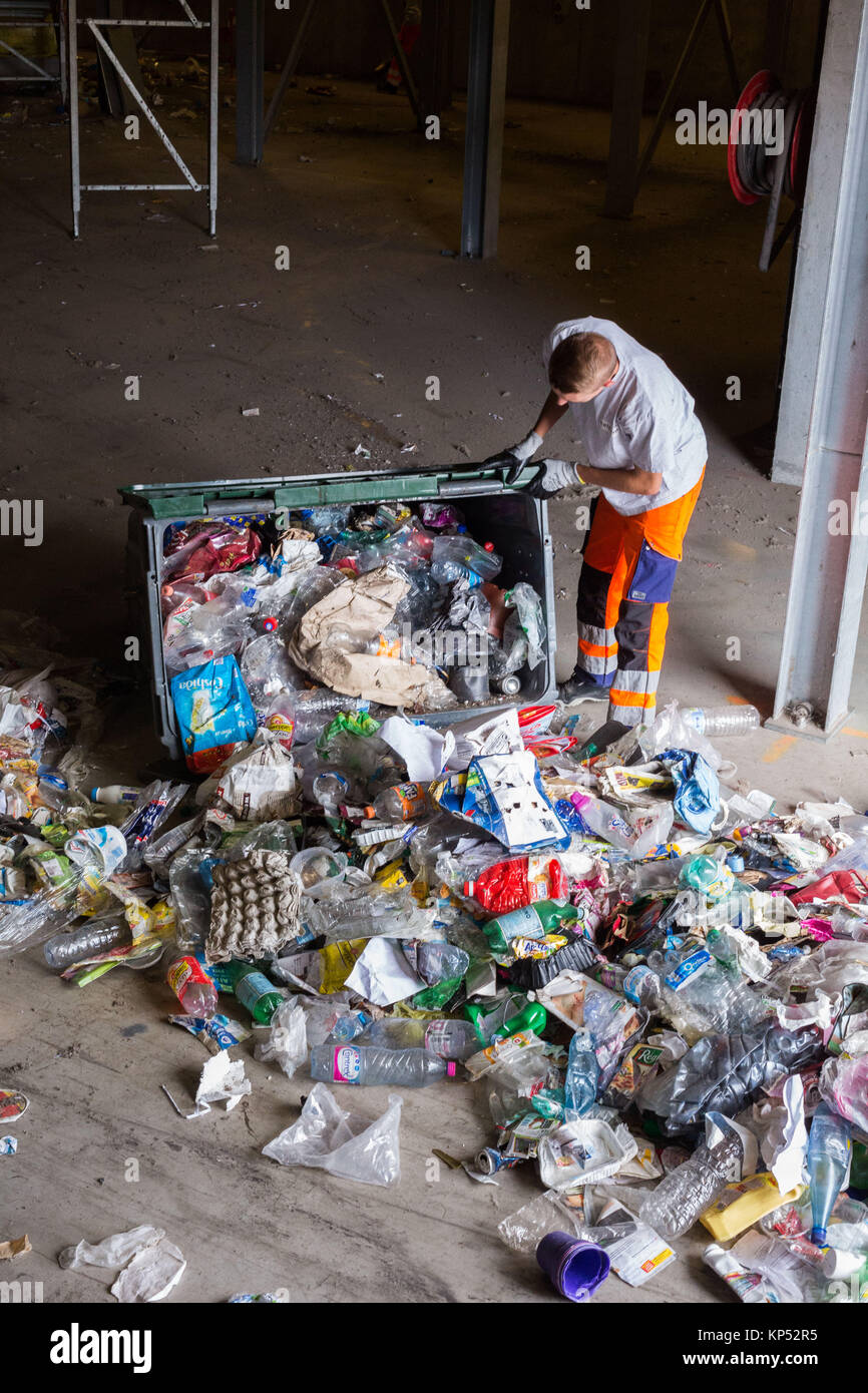 Recycling site for household waste, France Stock Photo - Alamy