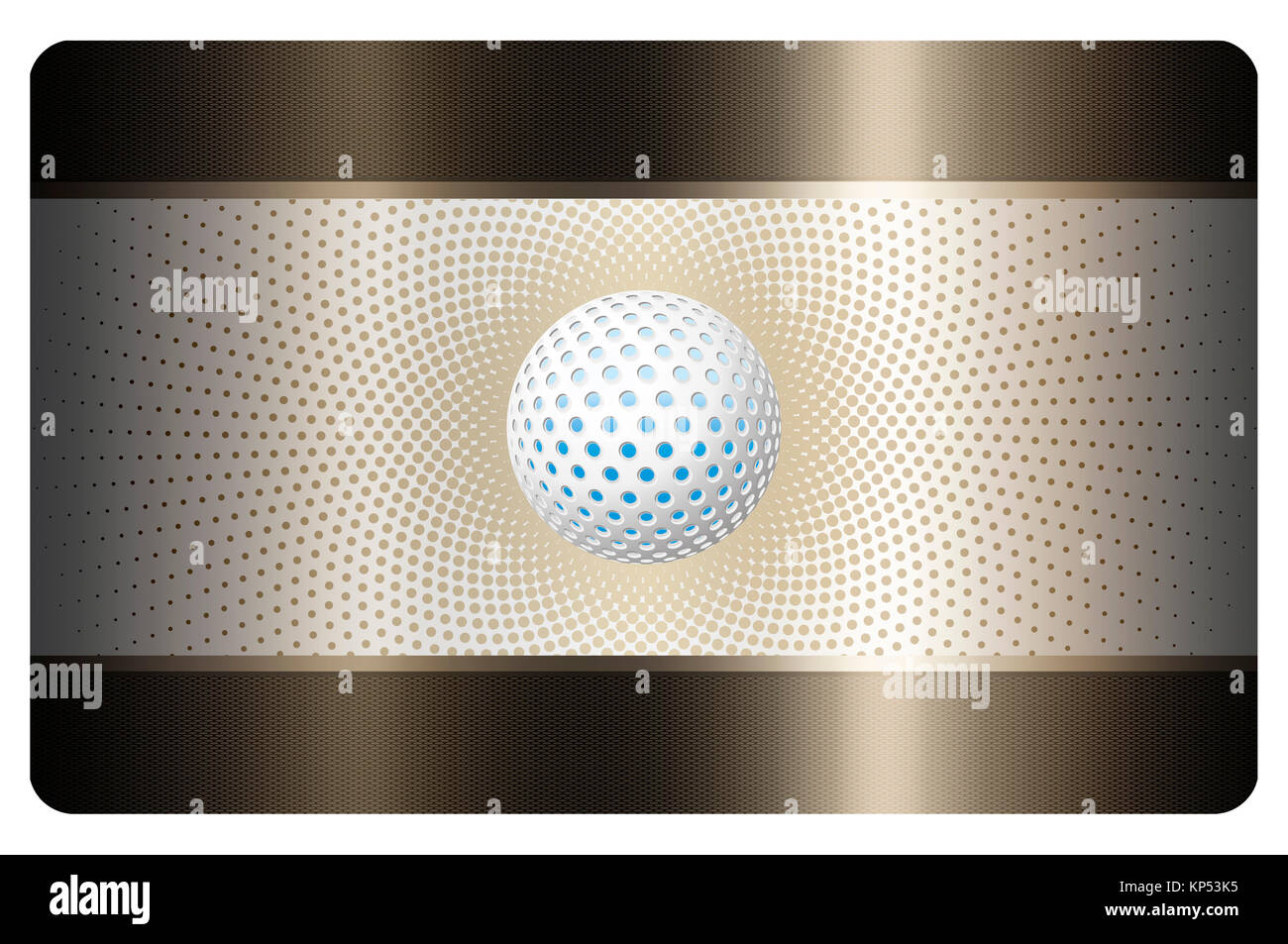 Futuristic metallic background with abstract golf ball and halftone ...