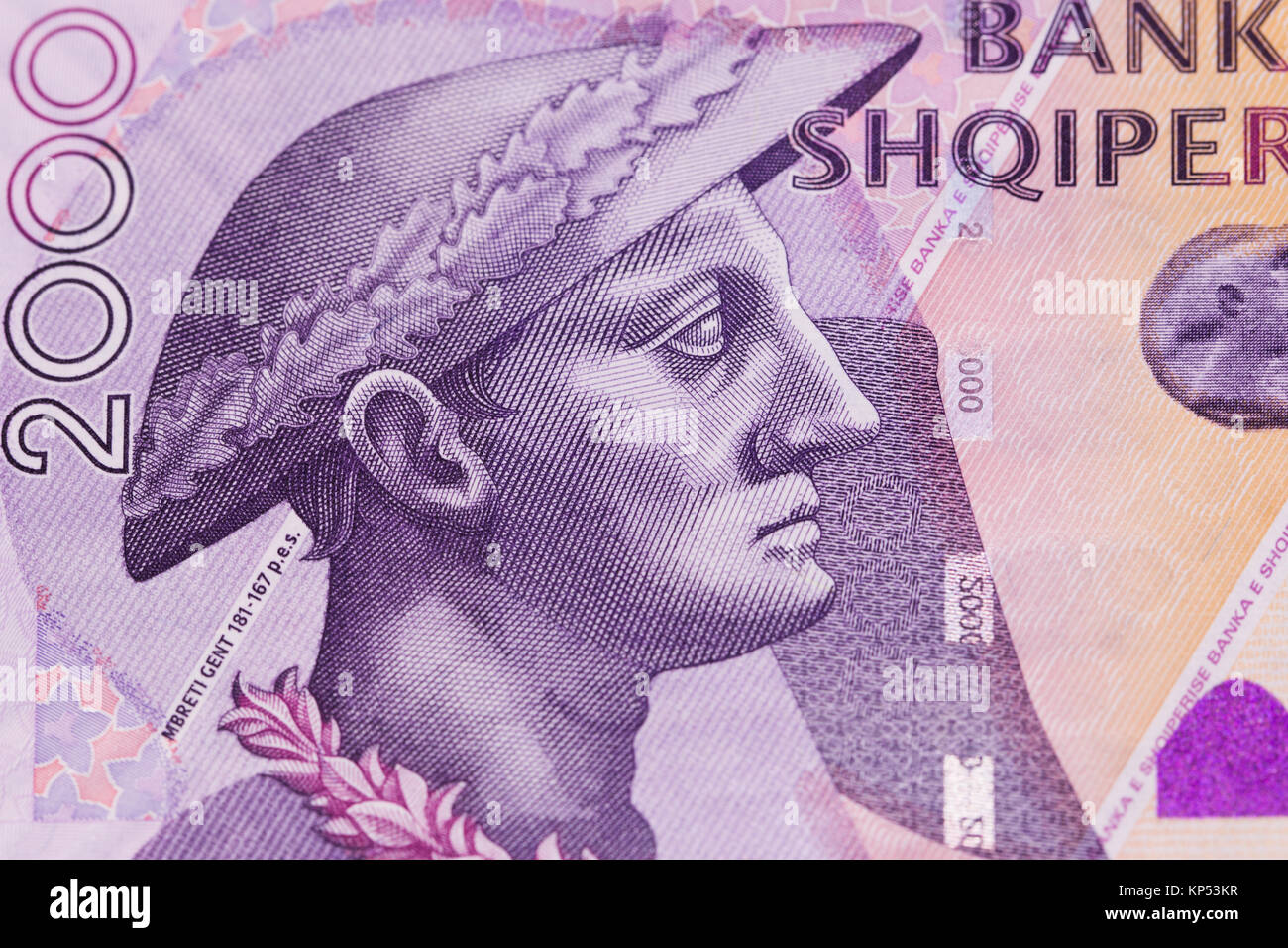 Albanian currency Lek banknote of 2000 denomination depicting Portrait ...
