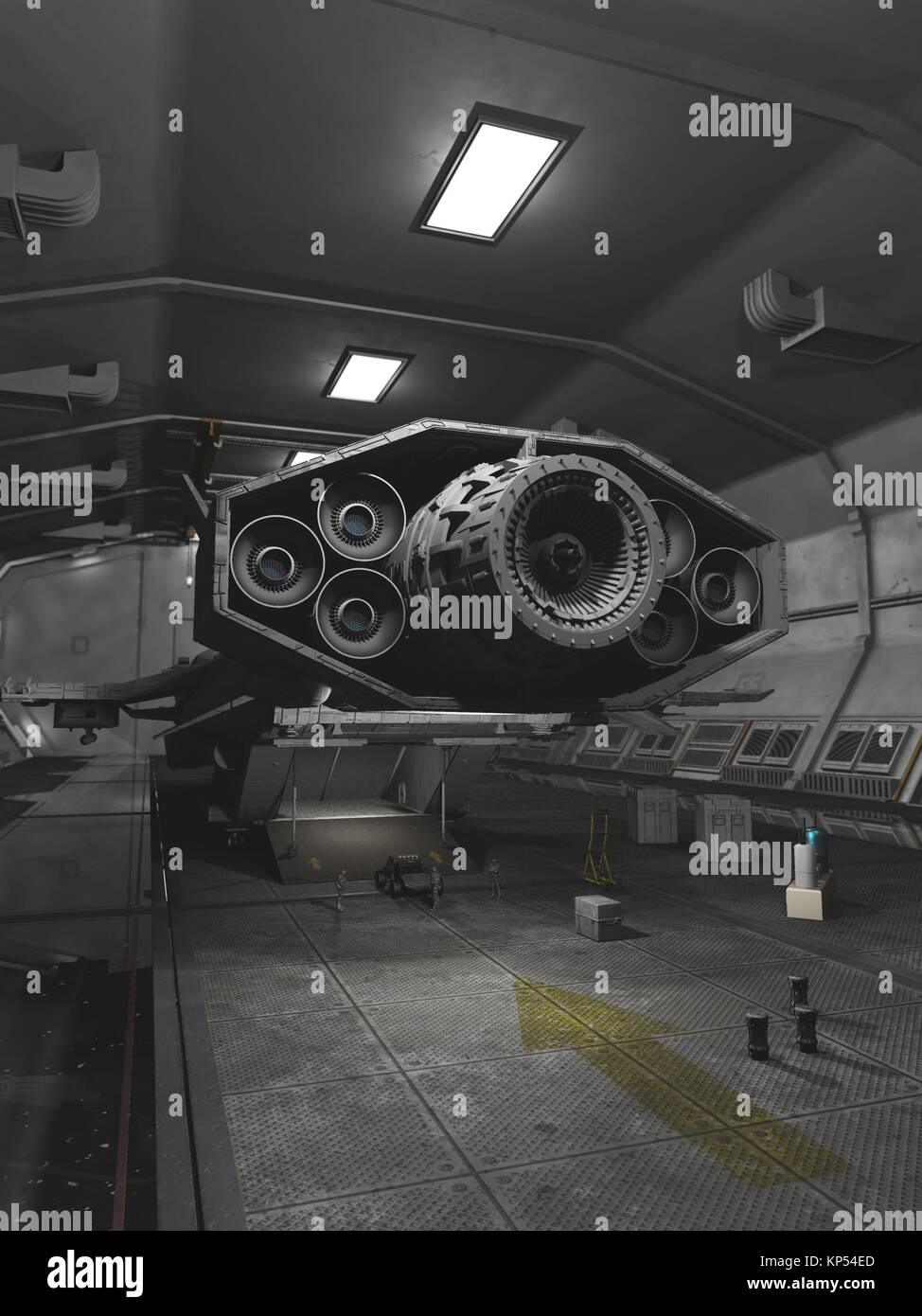 Interplanetary Spaceship Unloading in Space Dock Stock Photo - Alamy