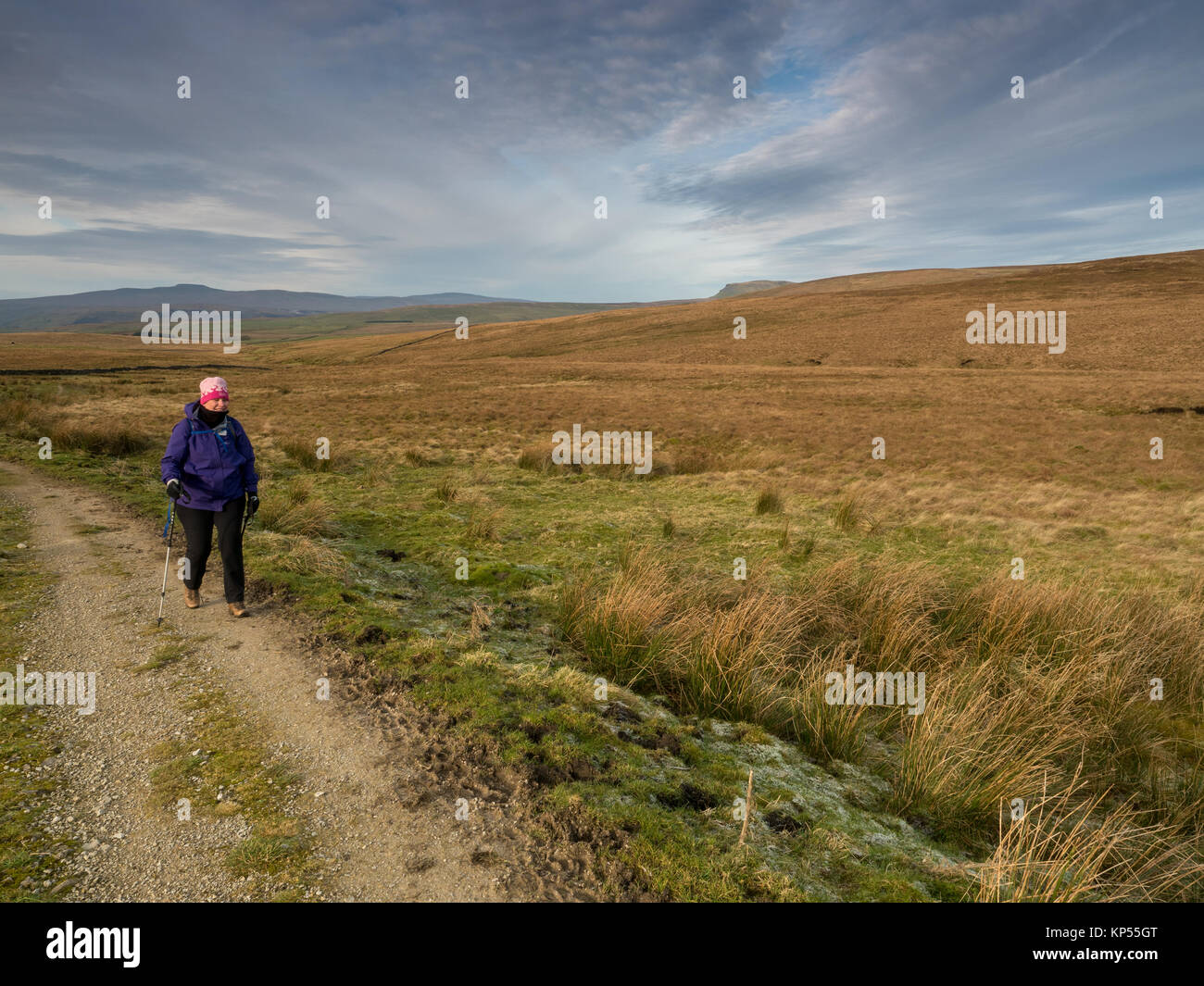 Hill walking above Settle and Malham in the Yorkshire Dales Stock Photo - Alamy