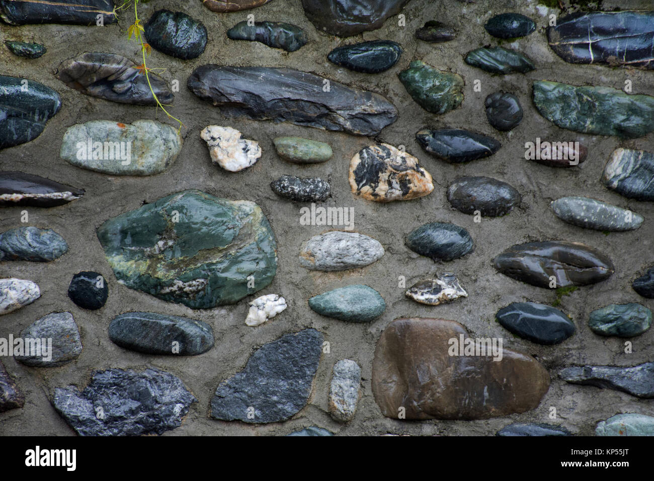 Beautiful stone and rock wall at outdoor while raining time Stock Photo ...
